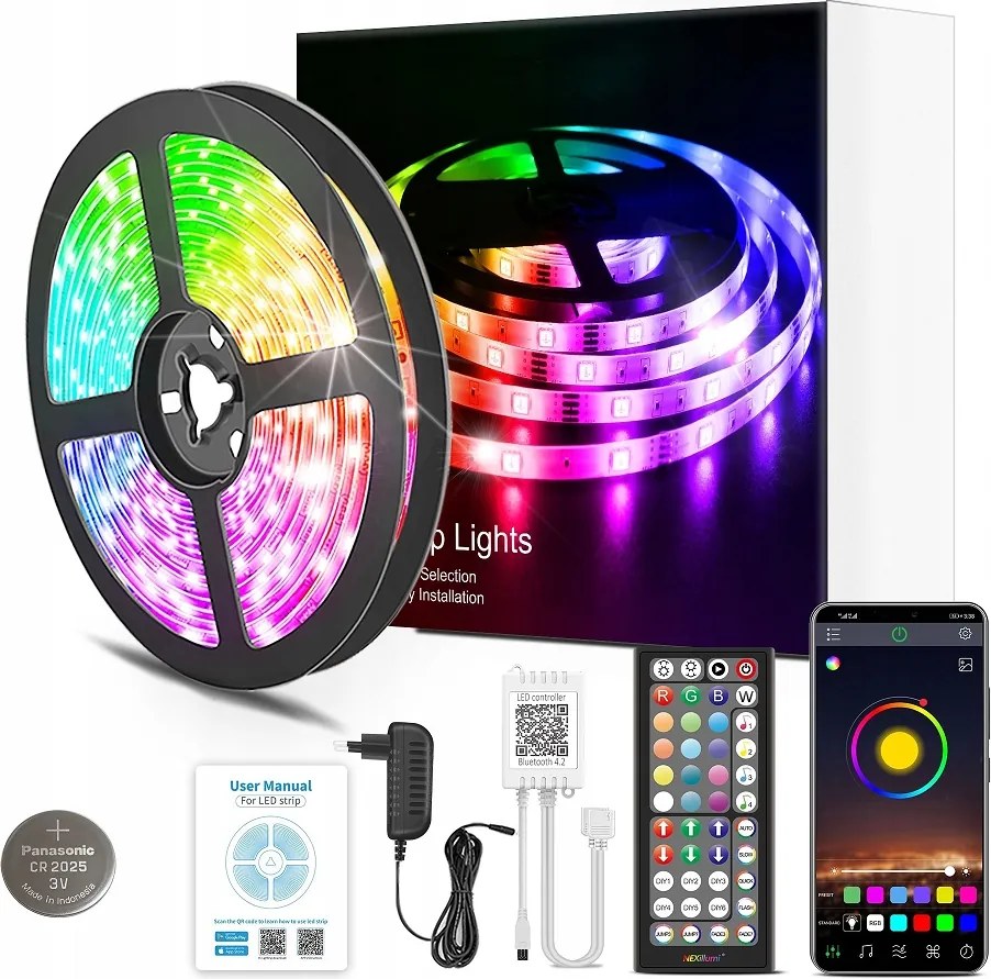 Led pásek 10 m Rgb 5050 Bluetooth Dálkový Ovladač Aplikace Sada Led Smd 30led/m