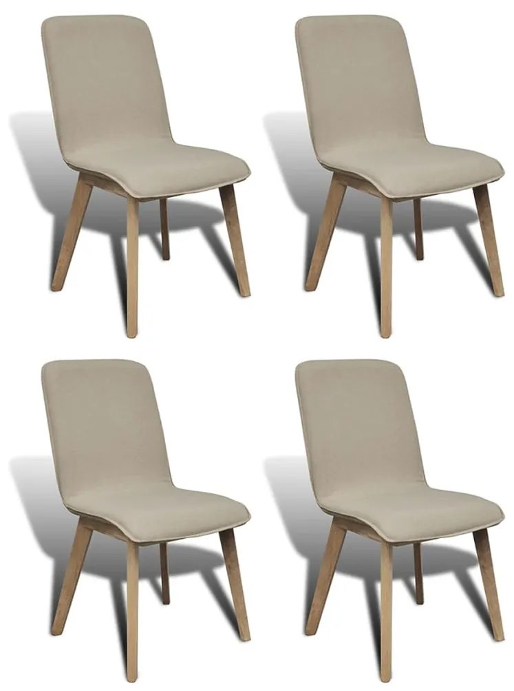 241152 vidaXL Jídelní židle 4 ks béžové textil a masivní dubové dřevo