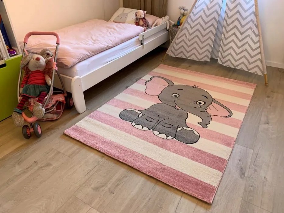 Vopi, Dětský koberec Kiddo A1087 pink, 160x230, růžová, dětský pokoj