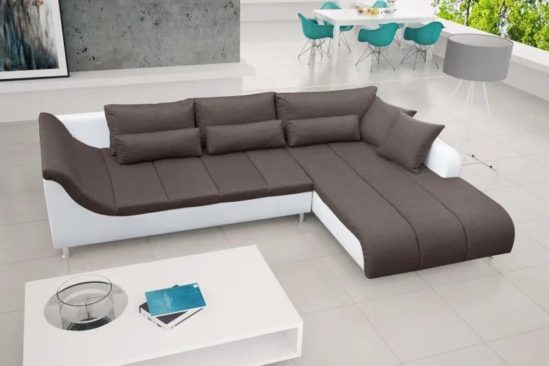 LOFT rohová sedací souprava, pravá, bílá/hnědá (soft 17/inari 27)