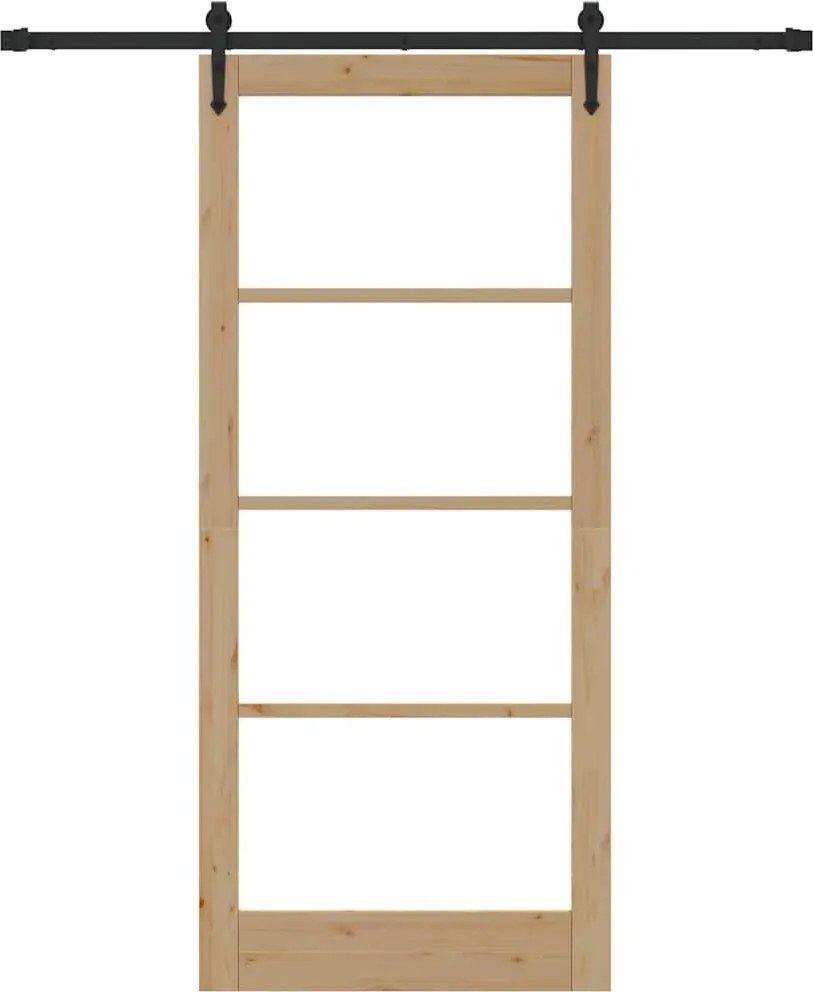 Posuvné dveře 93 x 211 cm Masivní borové dřevo a sklo Přírodní 3332345