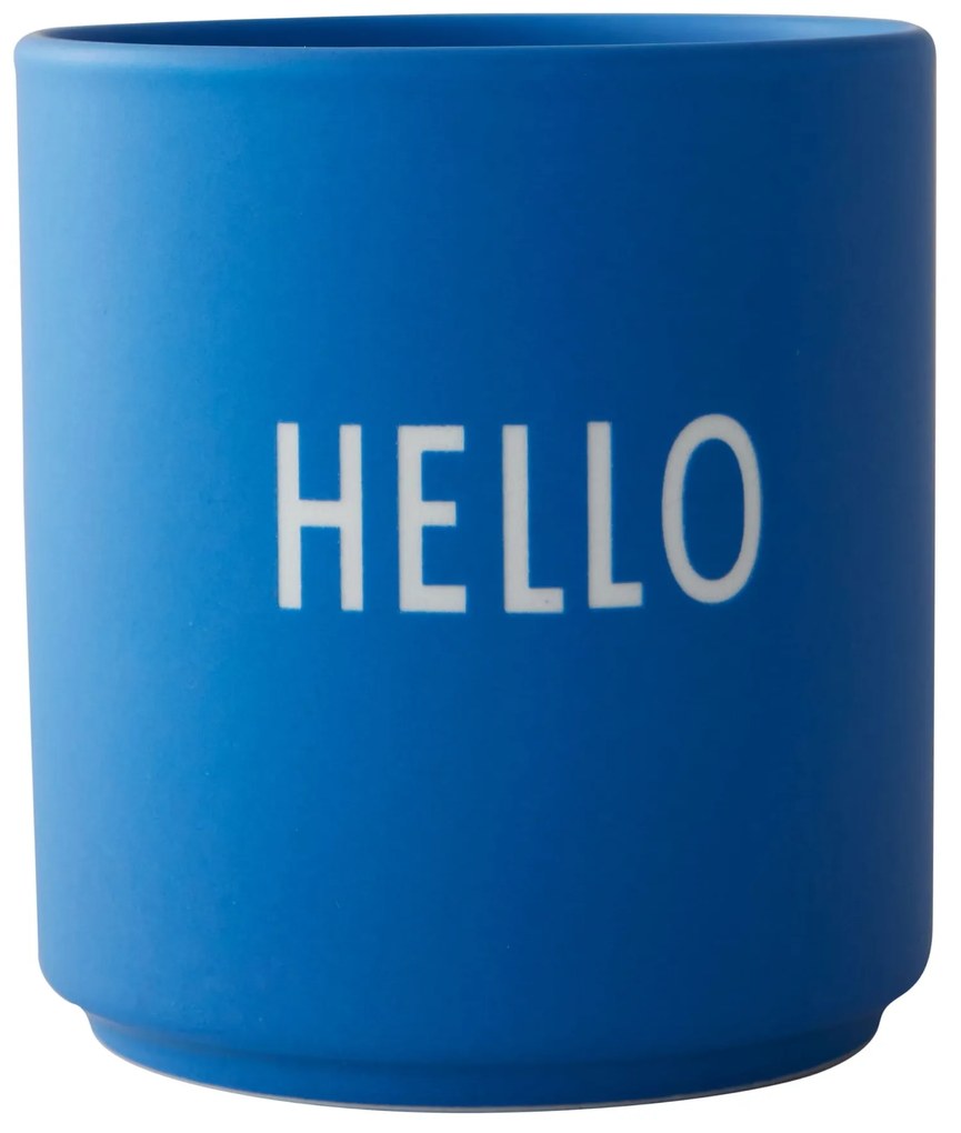 DESIGN LETTERS Porcelánový hrnek Cobalt Blue Hello 300 ml, modrá barva, porcelán