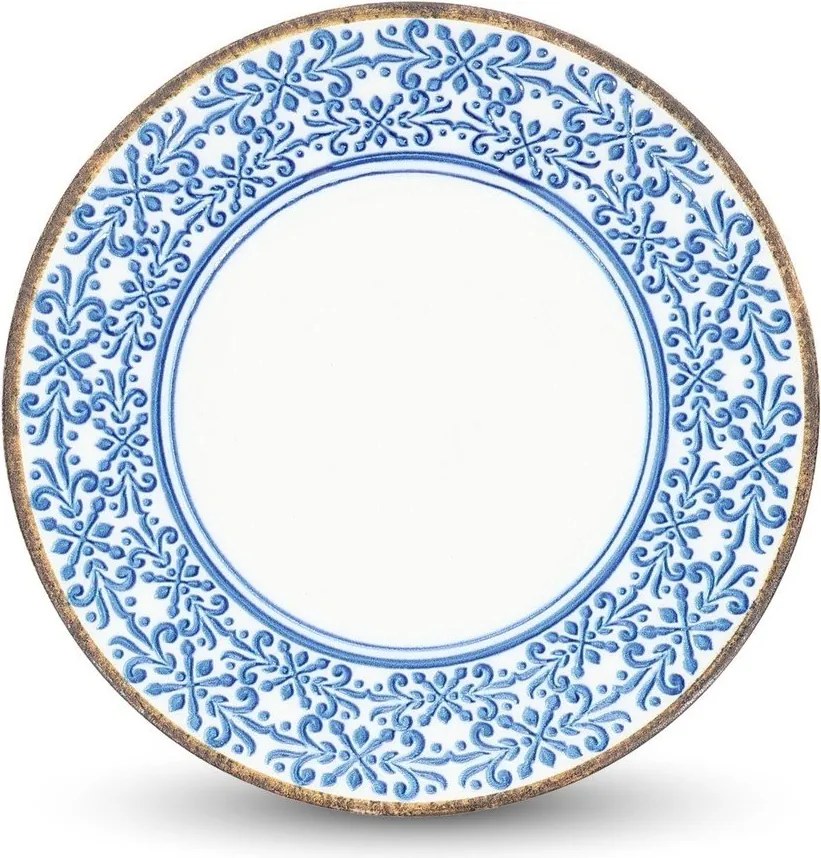 Bílý/modrý dezertní porcelánový talíř ø 21 cm Azul – BonBistro