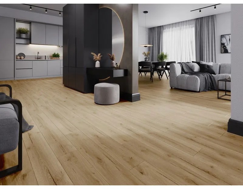 Mexen Buffalo, vinylová podlaha 1227 x 187 mm LVT Dryback 2,5 mm, PVC podklad, 4stranná V-drážka, dub, F1307-1227-187-255-4V1-01