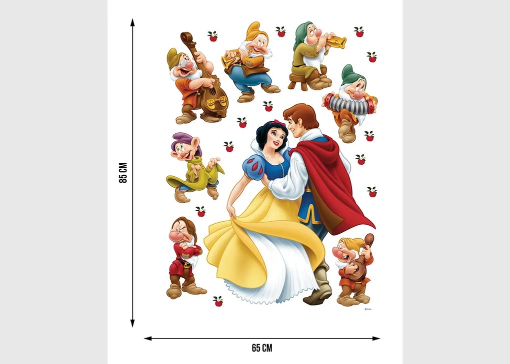 Dětská samolepka na zeď Disney Sněhurka a Princ | 65 x 85 cm | DDK880