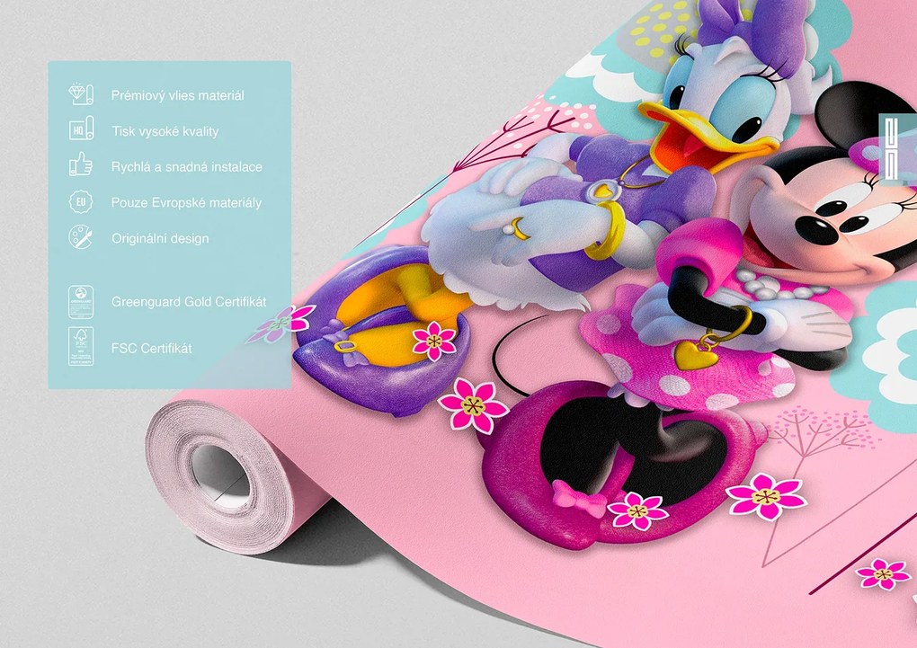 Dětská vliesová fototapeta na zed' Minnie a Daisy Květiny, Disney | 155 x 110 cm | DFTDNM 5267