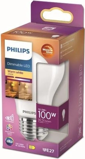 Philips 8719514324114 led žárovka 10,5w/100w | e27 | 1521lm | 2200-2700k | a60 - stmívatelné, warmglow