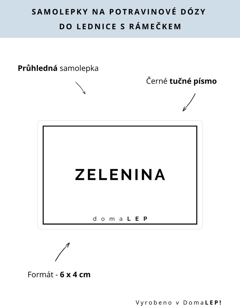 ZELENINA - Samolepka s rámečkem na dózy do lednice, 6 x 4 cm