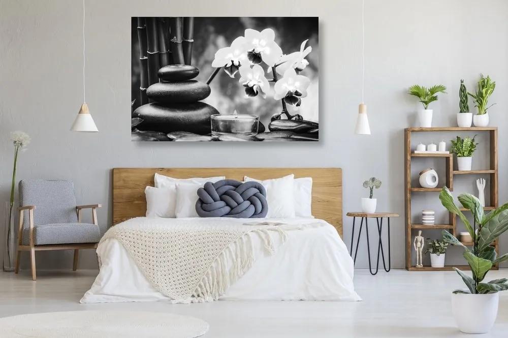 Obraz spa zátiší v černobílém provedení - 120x80 cm