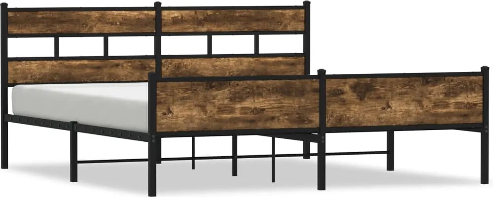 Kovový rám postele bez matrace kouřový dub 193 x 203 cm 3308493