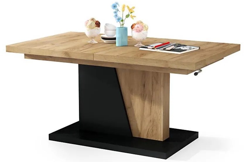 Rozkládací konferenční/jídelní stůl se zvedací deskou NINO dub craft/černá 5903631911279
