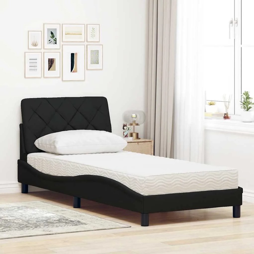 Postel s matrací černá 90 x 190 cm textil 3310708
