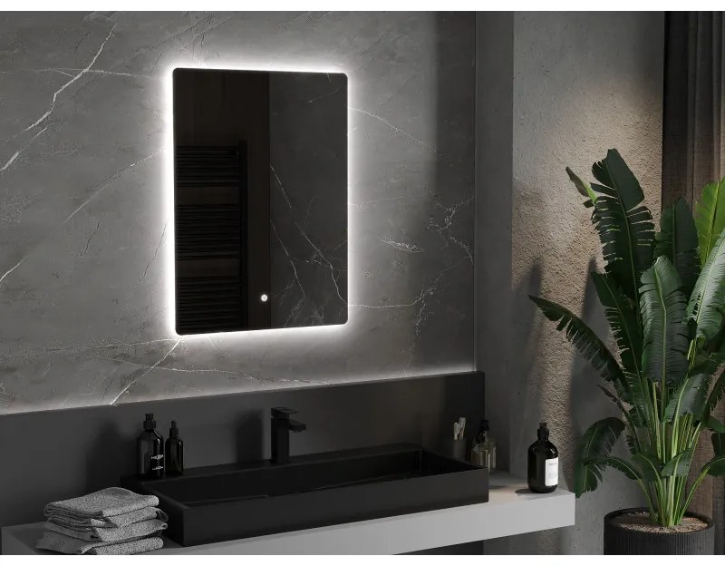 Mexen Sun, LED koupelnové zrcadlo s podsvícením 60x80 cm, 6000K, ochrana proti zamlžování, 9807-060-080-611-00