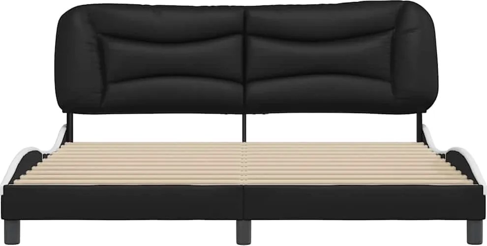 Rám postele bez matrace Hvar černý a bílý 180 x 200 cm umělá kůže 3208021