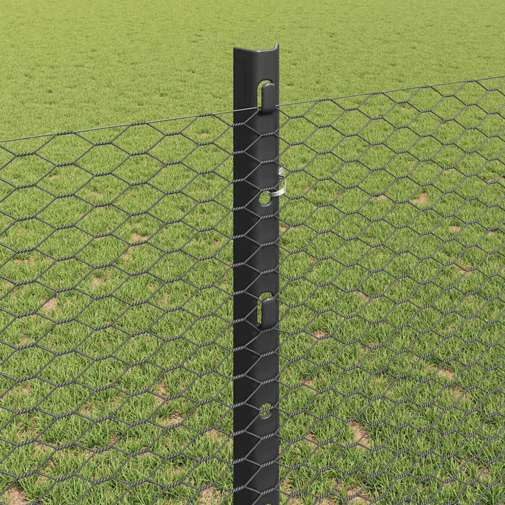 Hexagonální plot s podpěrou 10 x 1,2 m Ocel potažená PVC Šedá 3336825
