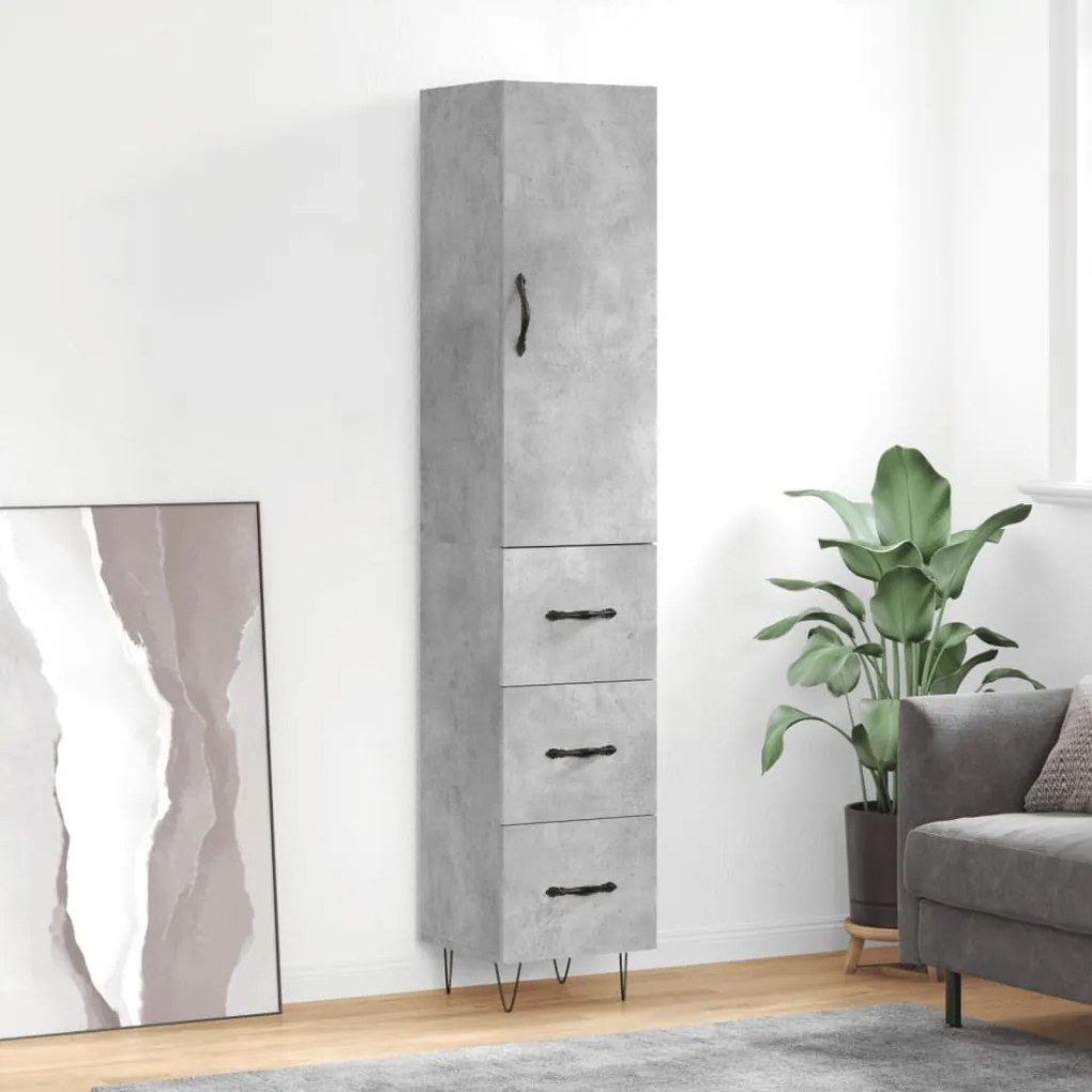 Skříň highboard betonově šedá 34,5x34x180 cm kompozitní dřevo 3198885