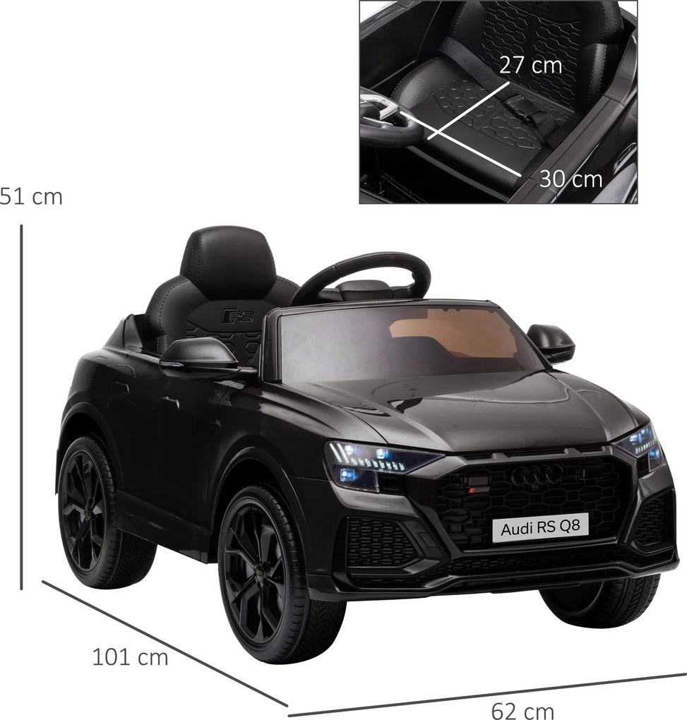 HOMCOM Dětské Elektrické Auto +3 roky Licencované Audi RS Q8 se 6V Baterií, 2 Motory, Dálkovým Ovládáním, Hudbou, MP3, Klaksonem a Světly, Maximální …