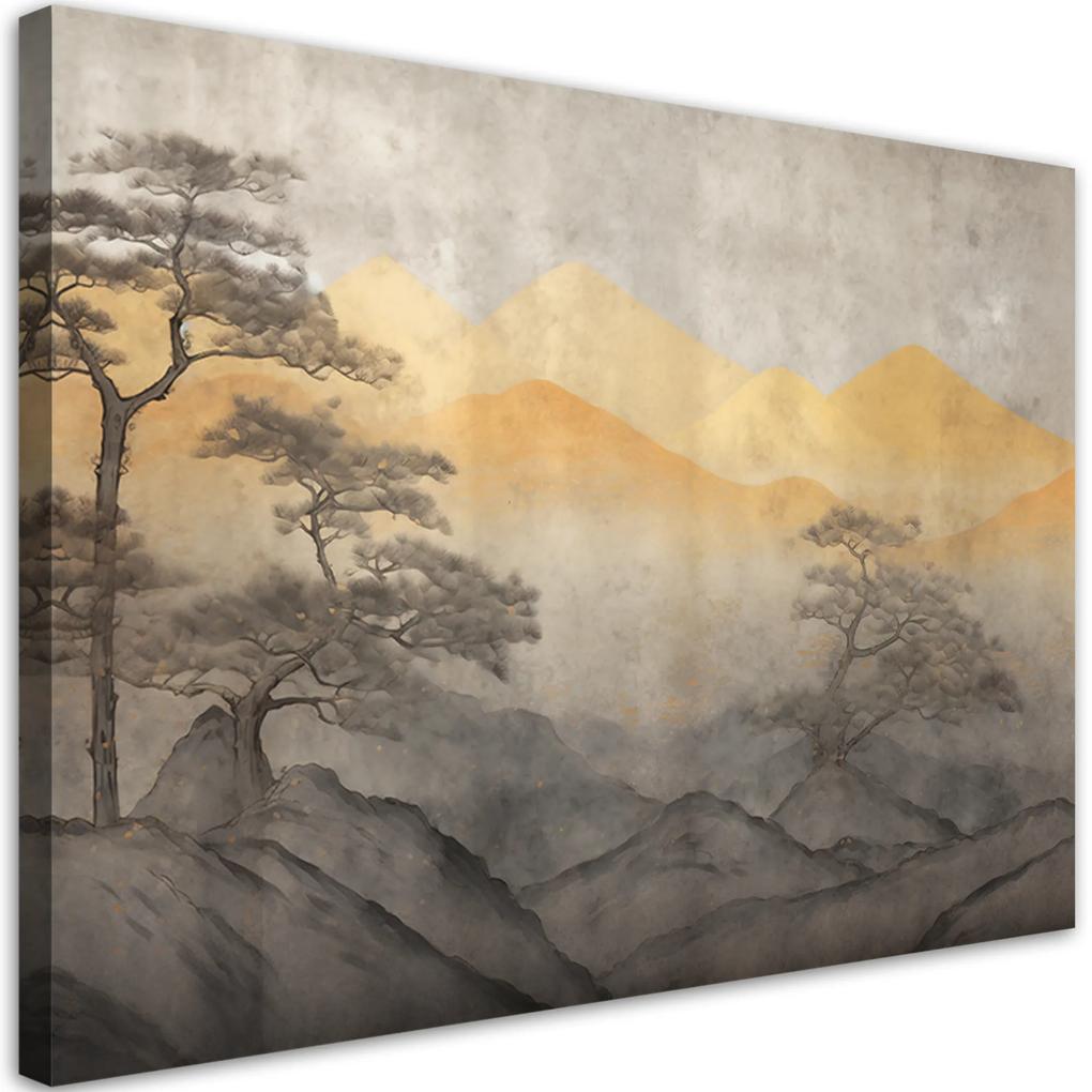 Gario Obraz na plátně Japonská zlatá horská krajina Rozměry: 60 x 40 cm