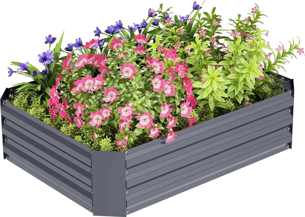 Vyvýšený záhon Outsunny z oceli, studený rám pro pěstování, zahradní květinový box, stohovatelný, pěstební záhon na zeleninu 120x90x30cm pro zahradu …