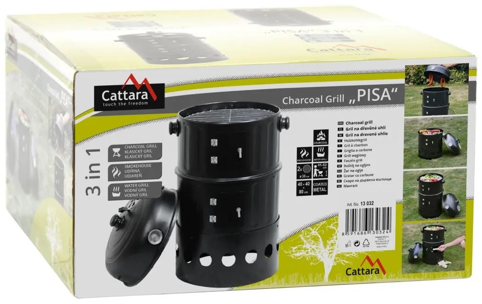 Cattara Gril/udírna na dřevěné uhlí PISA - 3in1, 40 cm