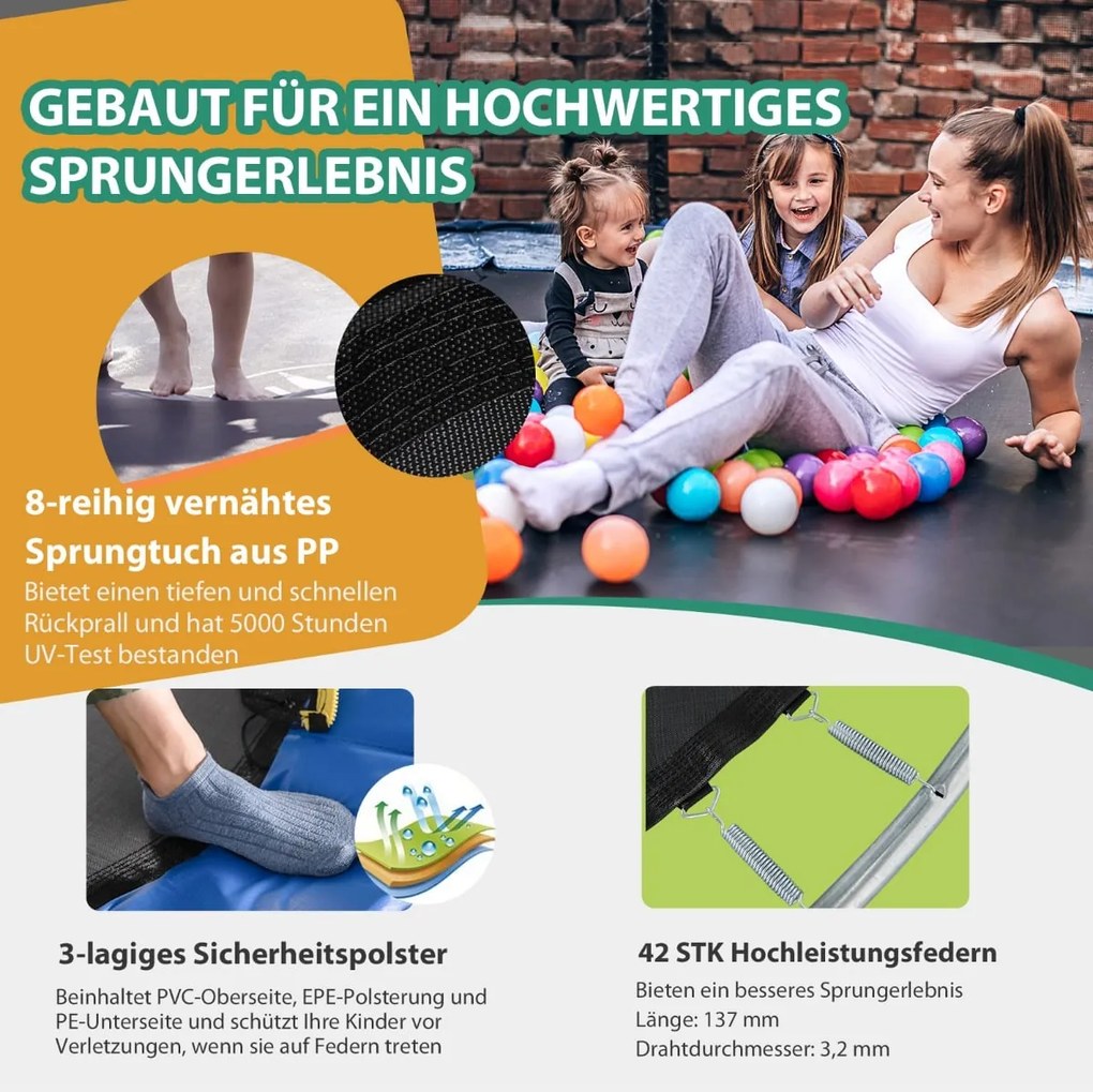 Costway Φ 244 cm venkovní trampolína s basketbalovým košem
