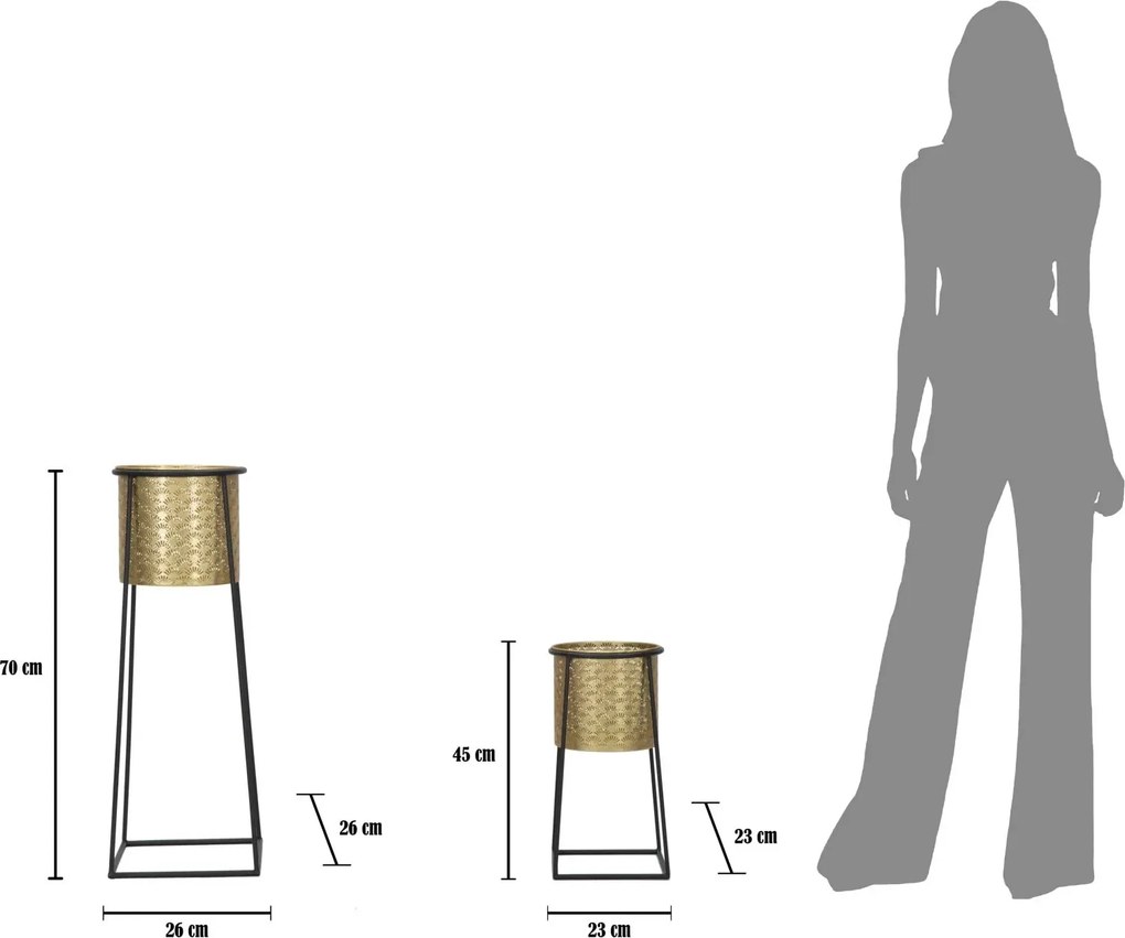 Sada 2 ks květinových stojanů Couple Cup černo-zlatá