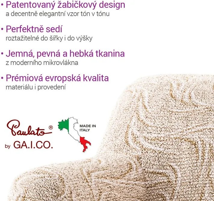 Bielastické potahy BRILLANTE béžové sedačka s otomanem vpravo (š. 170 - 300 cm)