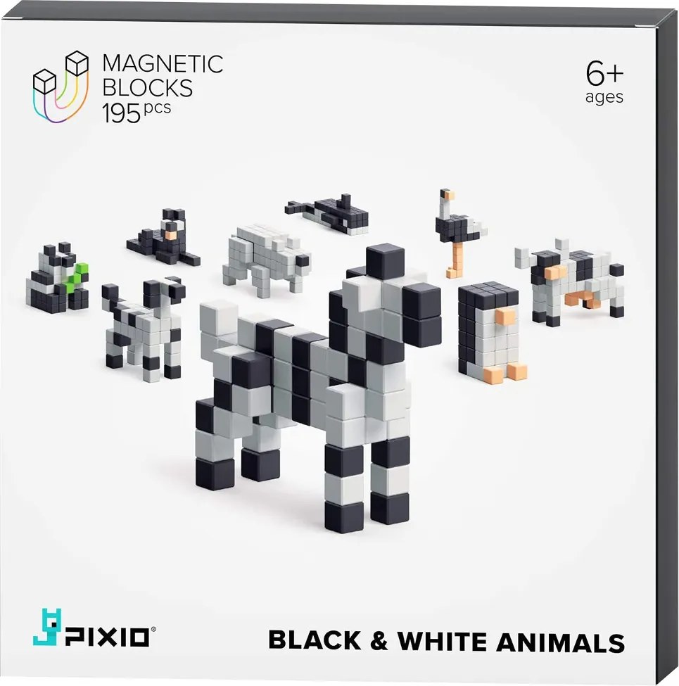PIXIO Black & White Animals - Magnetická stavebnice
