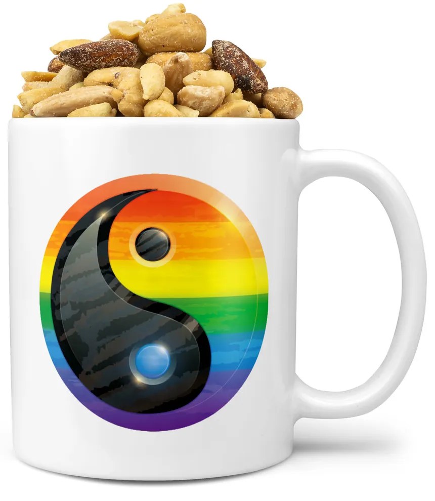 Hrnek LGBT YinYang (Náplň hrníčku: Směs slaných oříšků)