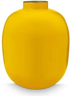 Pip Studio velká kovová váza 32cm, tmavě žlutá (Velká kovová váza v tmavě žluté barvě)