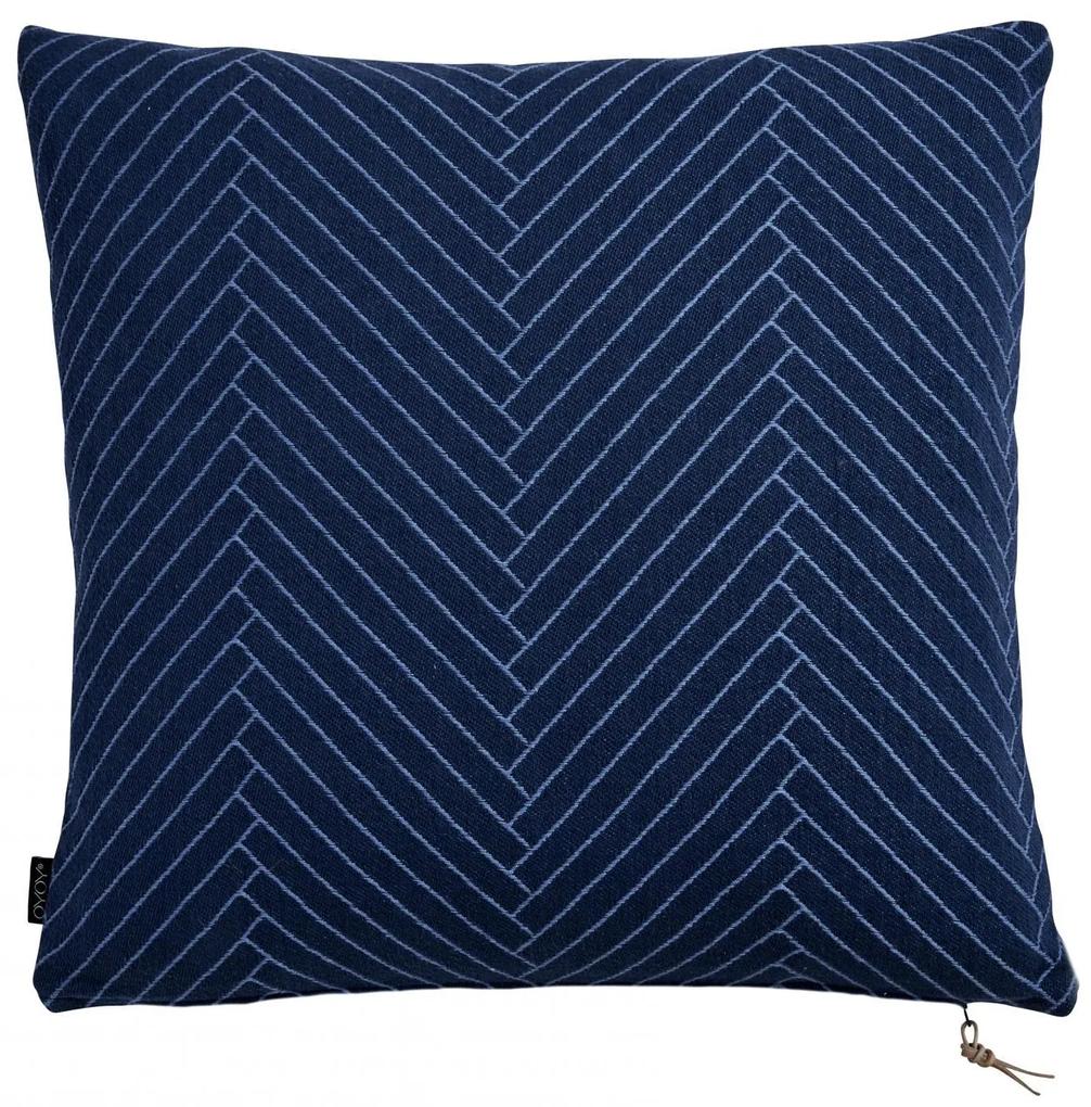 OYOY Polštář Herringbone Dark blue 50x50 cm, modrá barva, textil