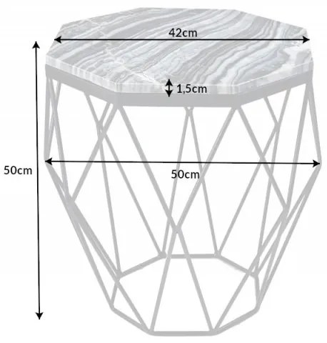 Noble Home Šedý mramorový konferenční stolek Diamond 50 cm