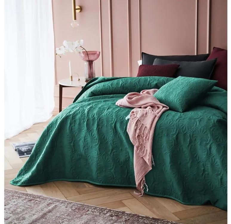 Elegantní zelený přehoz na postel 200 x 220 cm