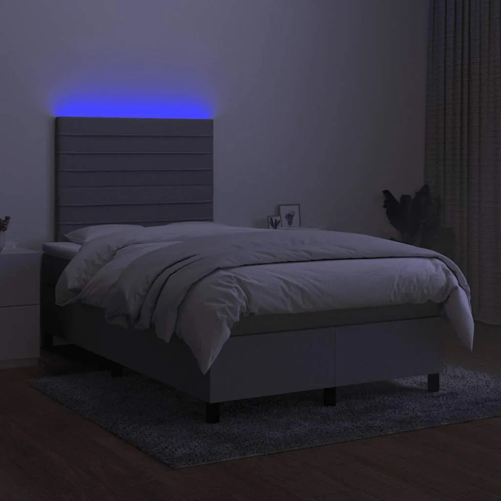 Box spring postel s matrací a LED světle šedá 120x190 cm textil 3270204