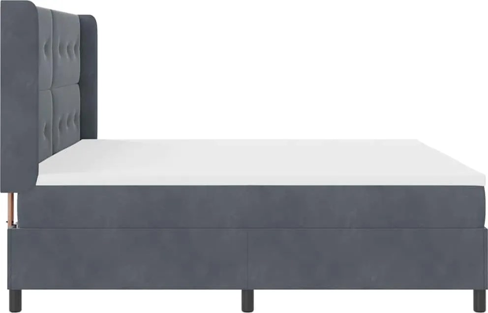 Postel s boxspringem s čelo Tmavě šedá 200 x 200 cm samet 3342027