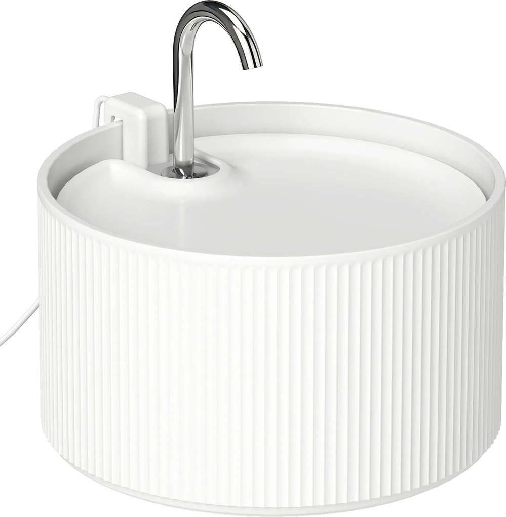 PawHut Vodní fontána pro kočky 2,2L keramická fontána s 4stupňovým filtračním systémem, 2 režimy, 1 filtr a pěnovka, ultratichá pumpa, BPA-free