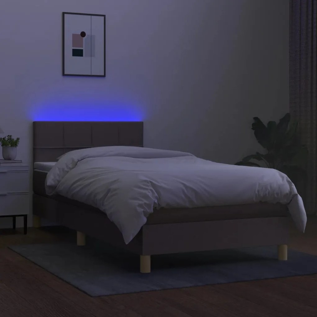 Box spring postel s matrací a LED taupe 90x190 cm textil 3133681