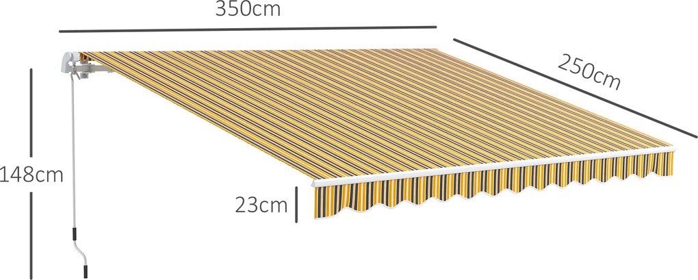 Markýza Sluneční stříška, 3,5 m x 2,5 m, žlutá + šedá