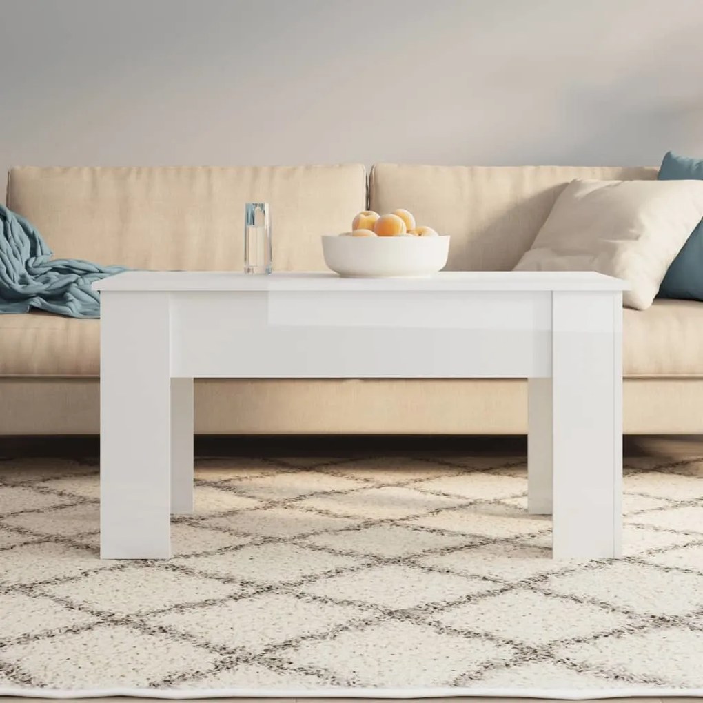 vidaXL Konferenční stolek 101 x 49 x 52 cm kompozitní dřevo [809689] Barva: bílá s vysokým leskem