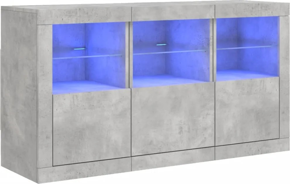 Příborník s LED osvětlením betonově šedý 123 x 37 x 67 cm 3209061