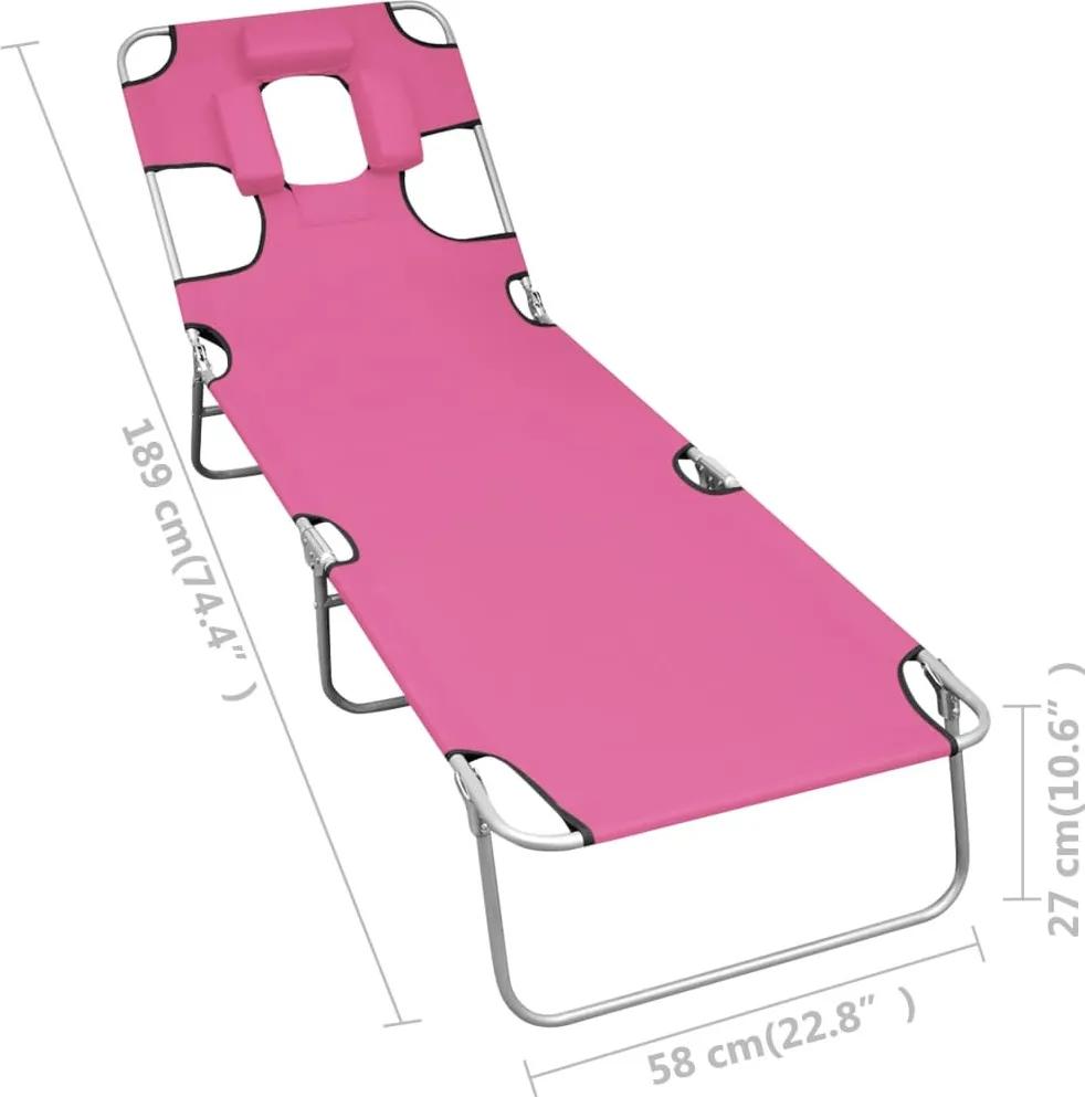 vidaXL Skládací opalovací lehátko s podhlavníky práškovaná ocel [310333] Barva: Vzor listí