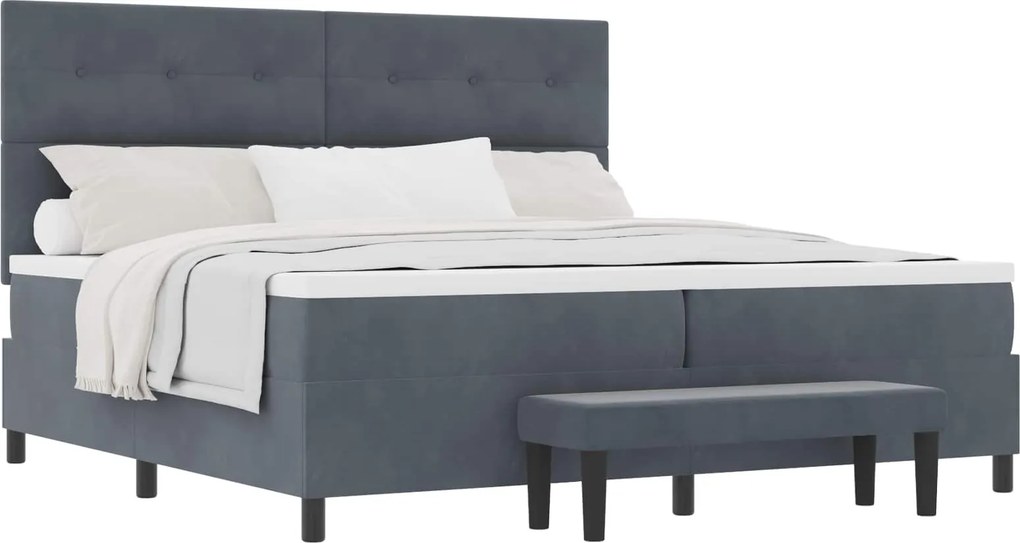 Postel s boxspringem s čelo Tmavě šedá 200 x 200 cm samet 3344535