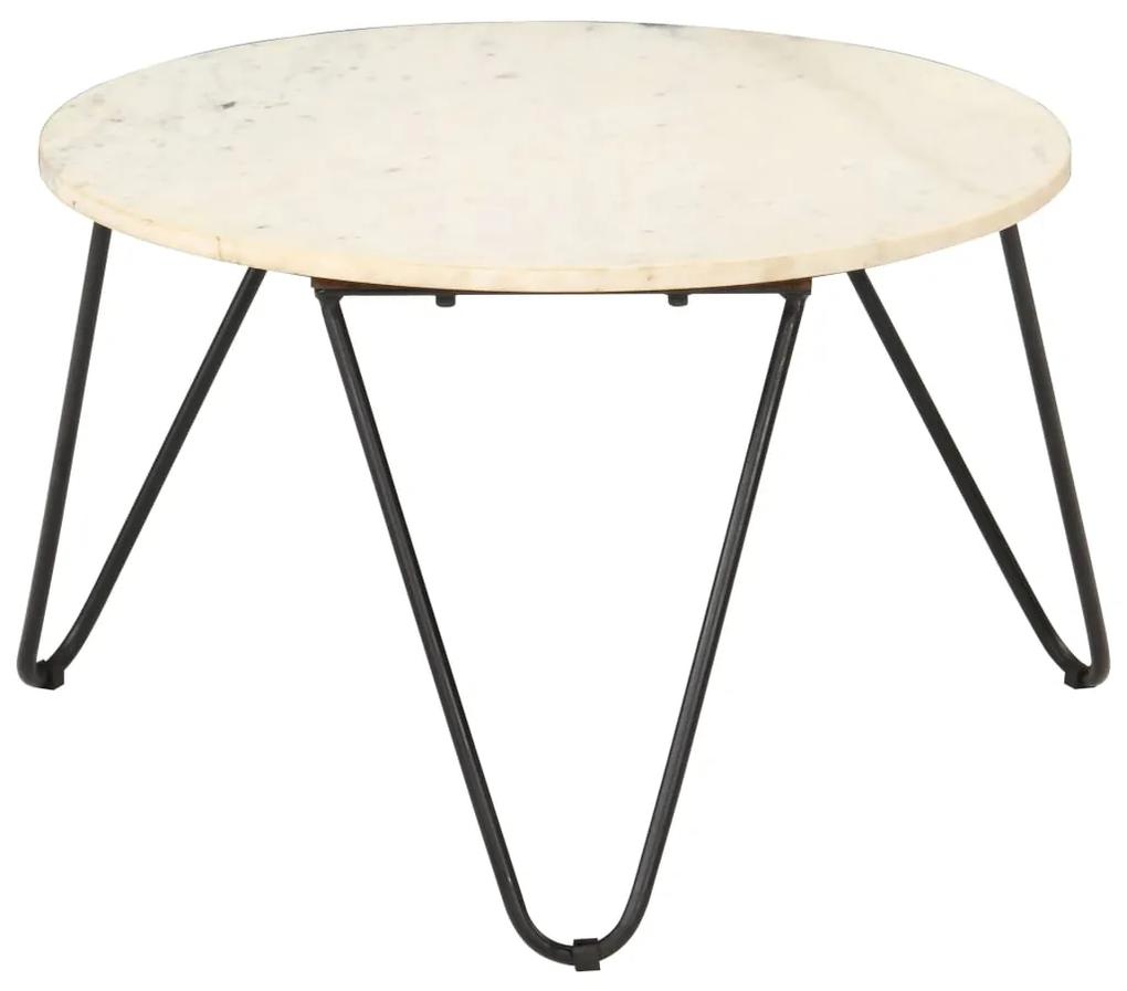 vidaXL Konferenční stolek bílý 65x65x42 cm pravý kámen mramorový vzor