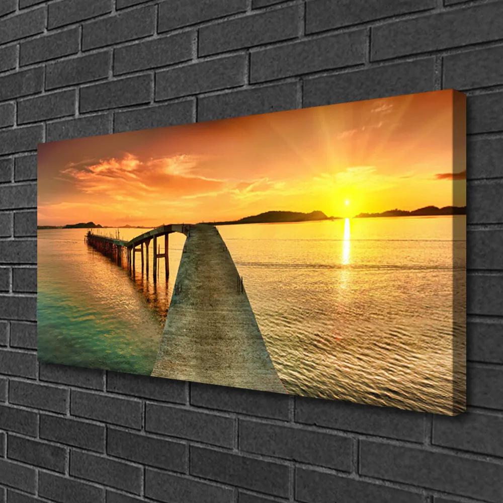Obraz na plátně Moře Slunce Most Krajina 120x60 cm