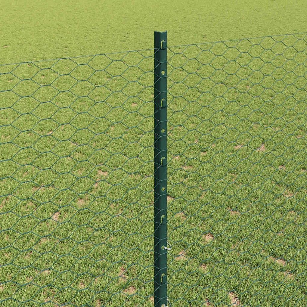 Hexagonální plot s podpěrou 10 x 1,4 m Ocel potažená PVC Zelená 3336689