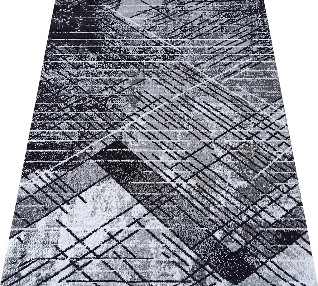DY Černošedý koberec s geometrickým vzorem Soho 14 Rozměr: 80x150 cm