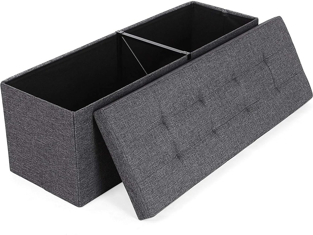 SONGMICS Úložný sedací box čalouněný skládací 110 cm tmavě šedý