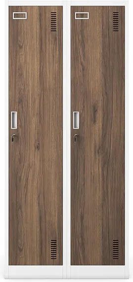 Zaměstnanecká skříňka čtyřkomorová bílá/ořech, 800x1800x500 mm: KACPER Eco Design