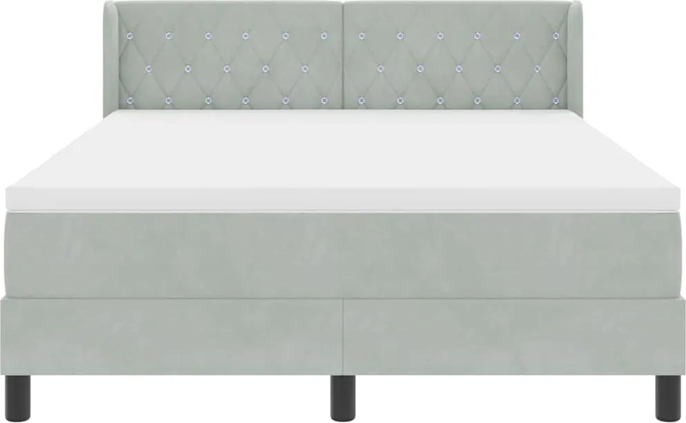 Postel s boxspringem s čelo Světle šedá 200 x 140 cm samet 3341414