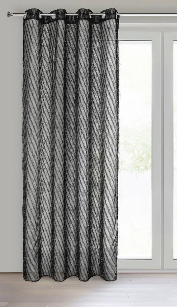 ZÁVĚS NA KROUŽCÍCH LAUREL 140X250 CM ČERNÁ